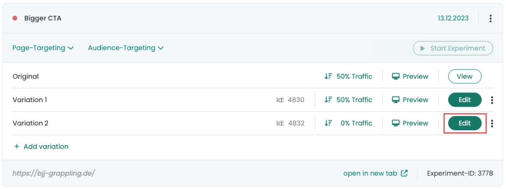 Experiment with multiple variants - Varify.io - A/B Testing Platform