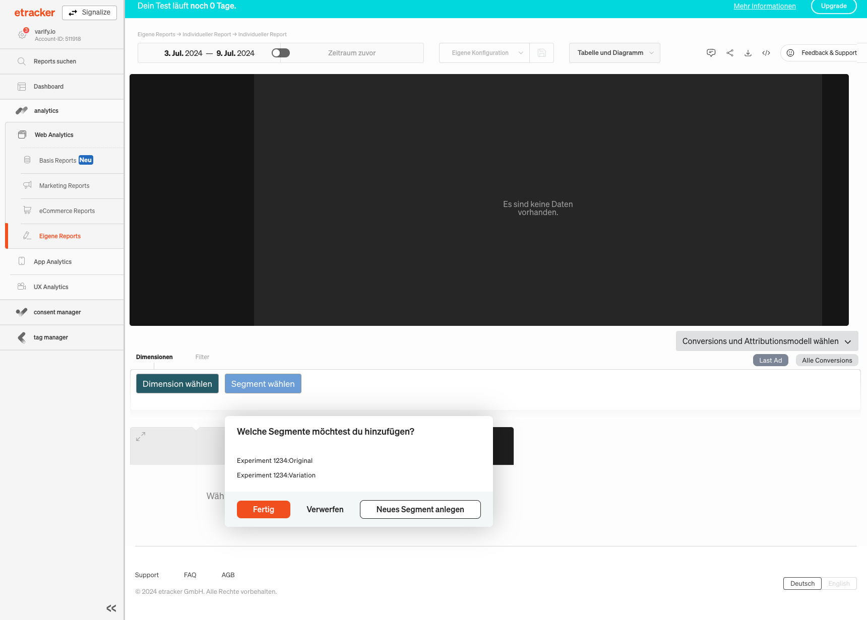 etracker evaluation - Varify.io - A/B Testing Platform